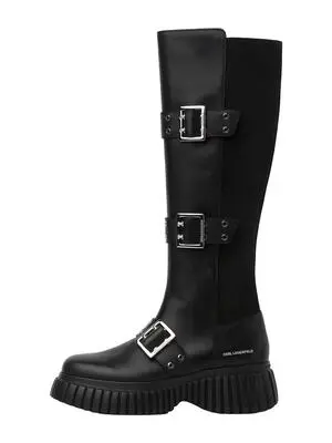 KARL LAGERFELD Karl Lagerfeld "Kreeper" Wedge Tri-Buckle Boots