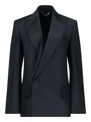 Victoria Beckham VICTORIA BECKHAM Wool Fold Back Lapel Jacket Green