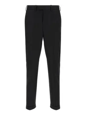 PT TORINO Master Virgin Wool Slim Fit Trousers - Black
