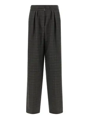 Dries Van Noten Dries Van Noten Textured Check Wide-Leg Trousers Gray