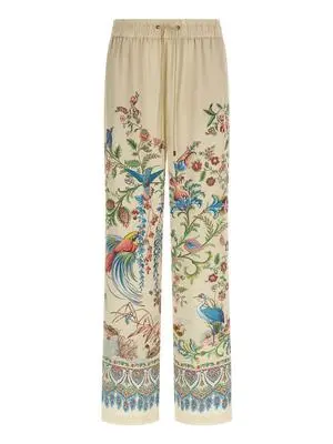 Etro Flora And Fauna Printed Trousers Beige