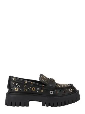 Kurt Geiger Leather Studded Chunky Loafers - Black