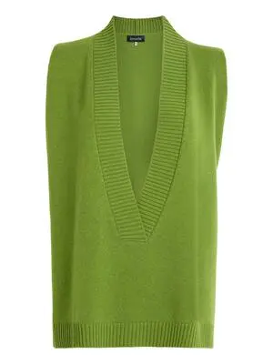 Eskandar Cashmere Plunge-neck Sweater Vest - Green