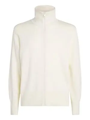 Sandro Wool Zip-up High Neck Cardigan - Beige
