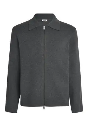 Sandro Zip-up Collared Cardigan - Black