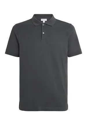 Sunspel Supima Cotton Polo Shirt Brown