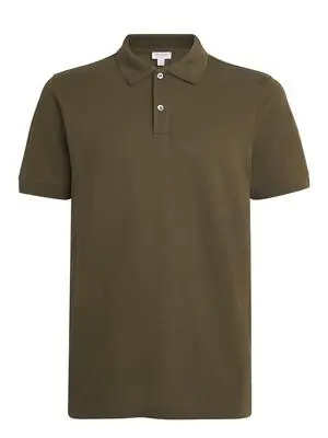Sunspel Supima Cotton Polo Shirt Green