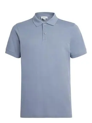 Sunspel Supima Cotton Polo Shirt - Blue