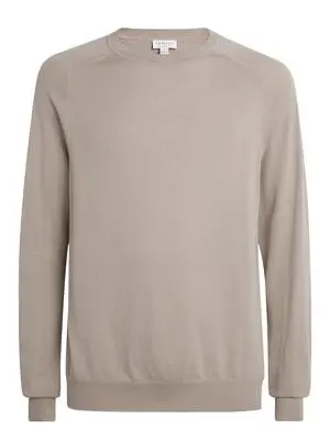 Sunspel Sea Island Cotton-cashmere Sweater - Brown