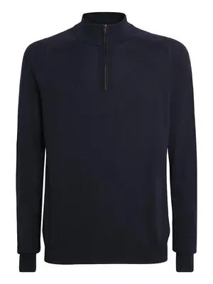 Sunspel Sea Island Cashmere Half-zip Sweater Navy