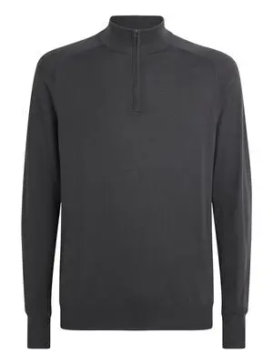 Sunspel Sea Island Cashmere Half-zip Sweater - Brown
