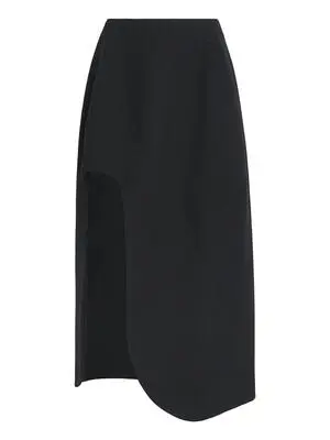 JIL SANDER Wool Sablé Midi Skirt - Black