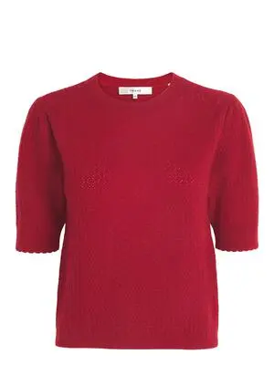 FRAME Cashmere Pointelle Honeycomb Sweater - Red