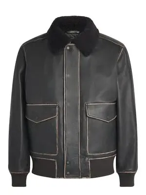 Rag & Bone Leather Shearling-collar Bomber Jacket - Brown