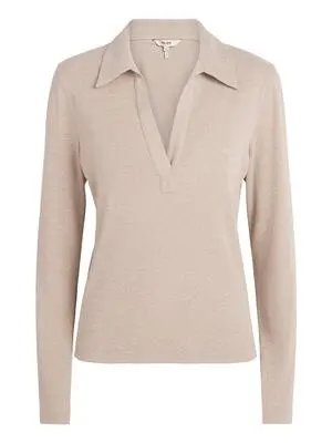 ME+EM Ribbed Long-sleeve Polo Sweater - Brown