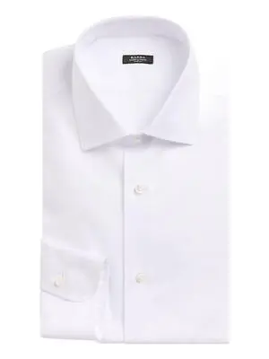 BARBA NAPOLI Cotton Poplin Slim Shirt - White