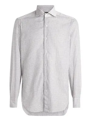 BARBA NAPOLI Cotton Washed Check Shirt - Grey