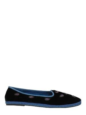Malìparmi MALÌPARMI Brown Velvet Ballet Flats With Appliqués Blue