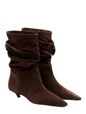 Amina Muaddi Suede Ankle Boots - Black