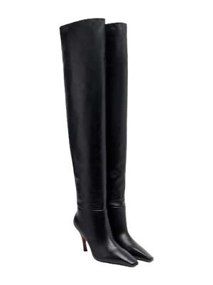 Amina Muaddi Jamie Over-the-knee Leather Boots - Black