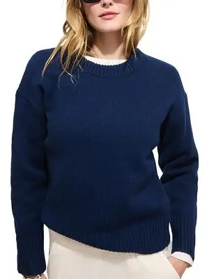 ALEX MILL Nottinghill Wool Blend Crewneck Sweater - Bright Navy