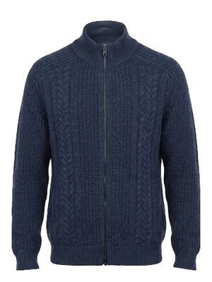 Tagliatore Virgin Wool And Polyamide Zip-up Cardigan - Blue