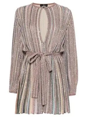 Missoni Sequin-embellished Striped Mini Dress - Nude