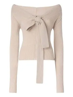 Ermanno Scervino Long-sleeved Tie Detail Sweater - Nude