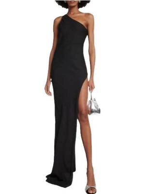 MONOT One-shoulder Chiffon Maxi Dress - Black