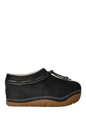 UGG Suede Finish Clogs With Sheepskin Lining - Black