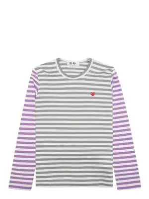 Play Comme Des Garcon Striped Long-sleeve T-shirt - White