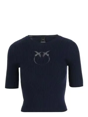 Pinko Short-sleeved Ribbed Sweater - Black
