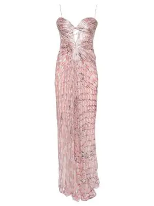 MARIA LUCIA HOHAN Sleeveless Abstract Print Pleated Maxi Dress - Pink