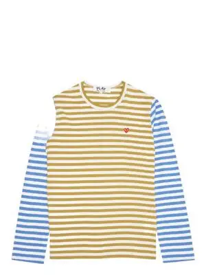 Play Comme Des Garcon Striped Long Sleeve T-shirt - Nude