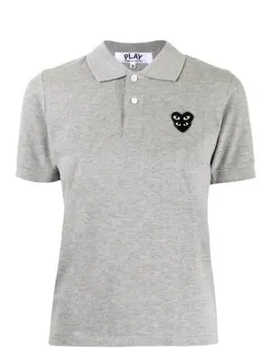 Play Comme Des Garcon Play Comme Des Garcons Logo Appliqué Polo Shirt Grey