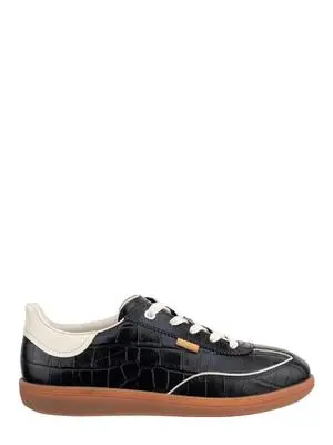 Ecco Soft 11 Lace-up Croc Effect Leather Sneakers - Black