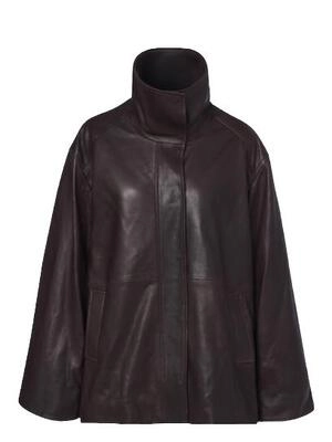 Nour Hammour Nour Hammour Lowen Oversized Leather Cape Jacket Black