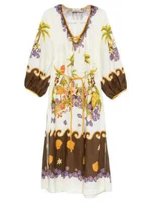 ALEMAIS Printed V-neck Maxi Dress - Cream