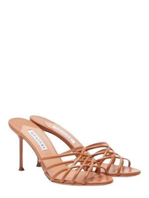 AQUAZZURA Wild Dream Leather Mules - Nude