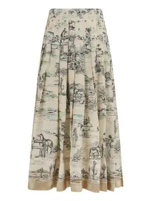 ALEMAIS Scout Pleated Midi Skirt - Cream