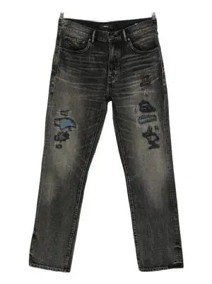 PURPLE BRAND Belt-loop Patchwork Jeans - Black Faded