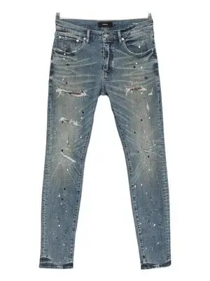 PURPLE BRAND Paint Splatter Patchwork Jeans - Blue Faded