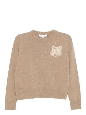 Maison Kitsuné Maison Kitsune Long Sleeve Sweater With Fox Motif Nude