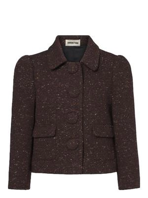 SHUSHU/TONG Cropped Lapel Coat With Puffy Sleeves - Black