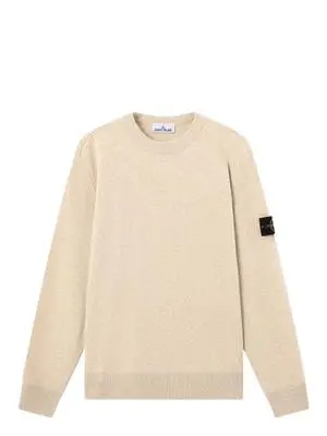 Stone Island Loose-fit Crewneck Jumper With Ribbed Trims - Biscuit Mixing