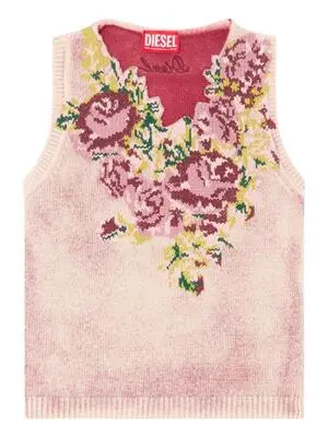 DIESEL® Floral Wool-blend Knit Vest - Pink
