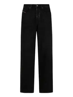 DIESEL® Logo Patch Straight Leg Jeans - Black