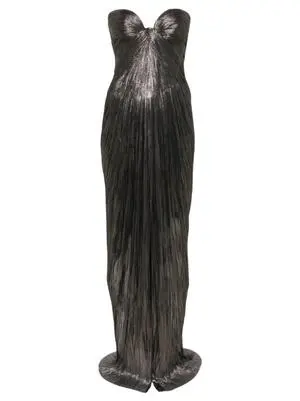 MARIA LUCIA HOHAN Maria Lucia Hohan Strapless Pleated Gown With Front Slit Brown