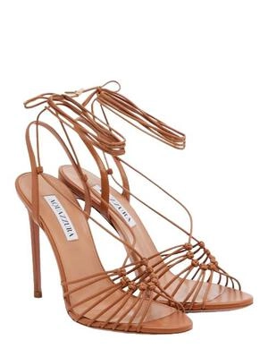 AQUAZZURA Solid Leather Sandals - Brown