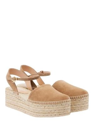 GIANVITO ROSSI Suede Flatform Espadrilles - Nude
